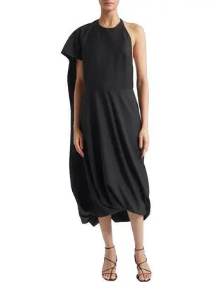 RÓHE Twisted Cape Dress - Black