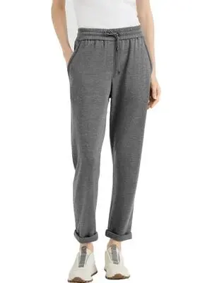 Brunello Cucinelli Cotton And Silk Blend Trousers With Shiny Pocket Detail - Dark Grey
