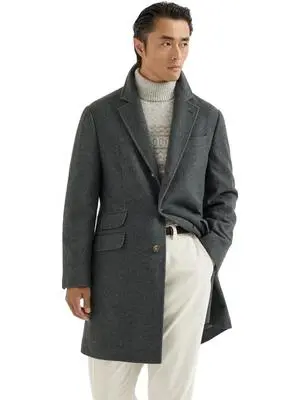 Brunello Cucinelli Lightweight Water-resistant Cashmere Coat With Double Vents - Lead