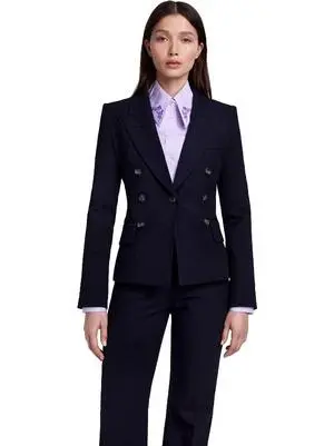 Smythe Double Breasted Cropped Blazer - Deep Navy