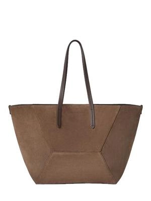 Brunello Cucinelli Bc Duo Suede Bag With Monili - Brown