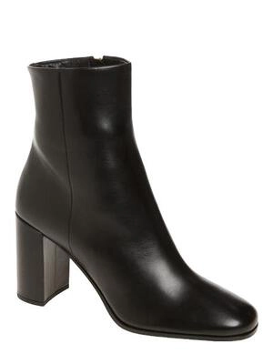 Prada Prada Calfskin Leather Ankle Bootie With Block Heel Nero