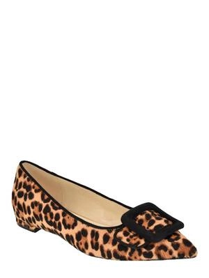 NINE WEST Nine West Jesike Genuine Calf Hair Flat With Buckle Detail