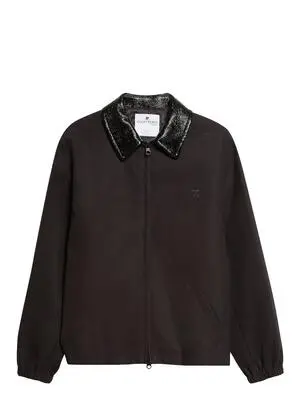 COURREGES Vinyl Collar Cotton Canvas Bomber Jacket - Black