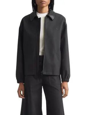 COURREGES Vinyl Collar Cotton Canvas Bomber Jacket - Black