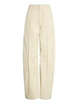 MAISON MARGIELA Wide Leg Cotton Twill Pants With Raw Edge Hem - Ecru