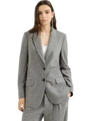 Brunello Cucinelli Cashmere Jersey Deconstructed Blazer With Monili - Grey