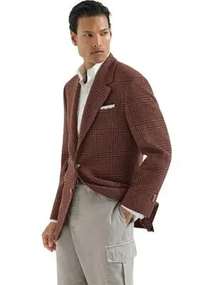 Brunello Cucinelli Cashmere Prince Of Wales Cavallo Tailor Blazer - Grey