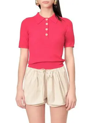MAUDE CLUB Darcy Polo Top - Red