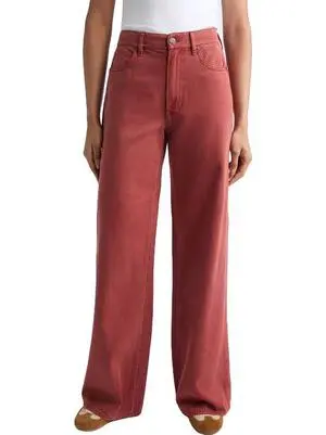 Veronica Beard Kasey Mid Rise Wide Leg Jeans - Rust