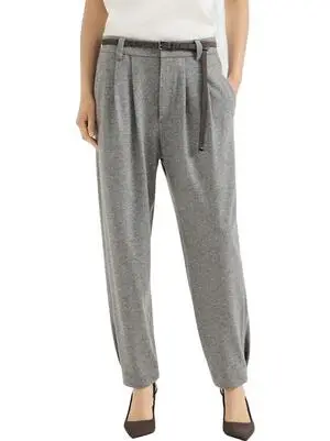 Brunello Cucinelli Cashmere Jersey Tailored Trousers - Grey