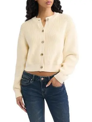 Free People Vienna Rib Button Front Cardigan - Ivory