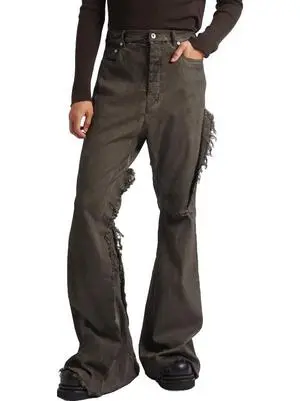 Rick Owens Bolan Distressed Bootcut Jeans - Dust Combo