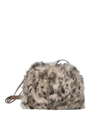 Brunello Cucinelli Lynx-effect Shearling Pouch Bag With Monili - Beige