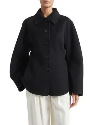 RÓHE Double Faced Wool & Cashmere Sculptural Jacket - Black