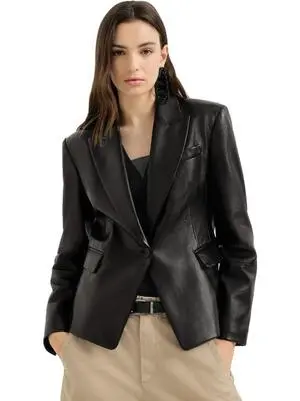 BRUNELLO CUCINELLI Brunello Cucinelli Nappa Leather Blazer With Monili