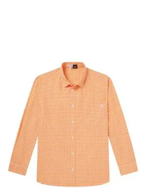 Loewe Paula's Ibiza Anagram-embroidered Checked Cotton-poplin Shirt - Orange