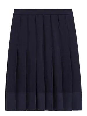 Cos Merino Wool Pleated Midi Skirt - Navy