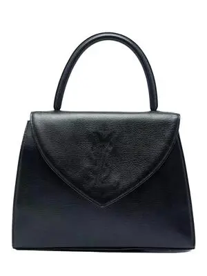 Saint Laurent 20th Century Textured Leather Monogram Top Handle Bag - Black