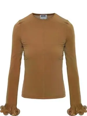 Moschino Ruffled Cuff Long Sleeve Top - Brown
