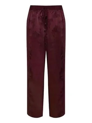 GANNI Burgundy Floral Motif Trousers - Red