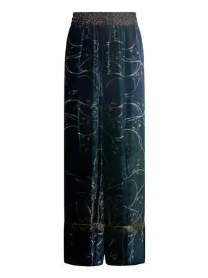 PIERRE-LOUIS MASCIA Pierre-Louis Mascia Wide Leg Floral Print Trousers Blue