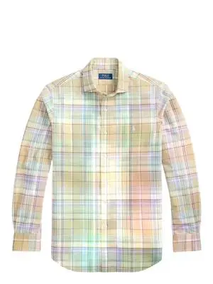 Polo Ralph Lauren Plaid-check Embroidered-logo Shirt - Neutrals