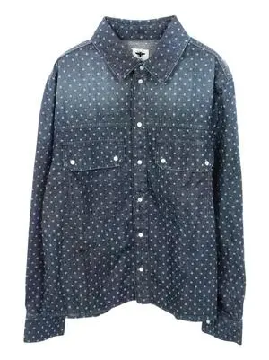 Dior 2010s Bee Embroidered Dot-pattern Denim Shirt - Blue
