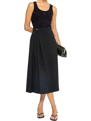 NISSA High-waisted Midi Skirt With Fluid Construction - Black