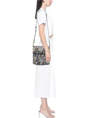 Fendi Multicolor Zucca Spalmati Forever Crossbody Bag - Black