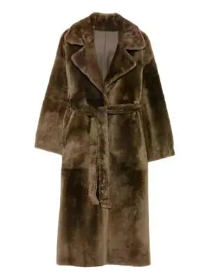ARMA Belted Shearling Coat - Brown