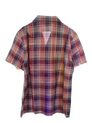 Saint Laurent Embroidered-logo Plaid Shirt - Red