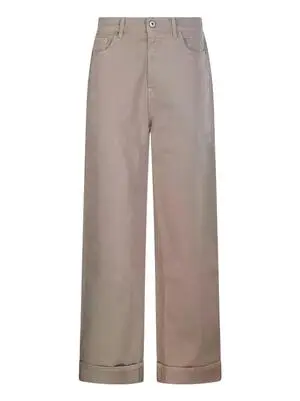 P.a.r.o.s.h Wide Leg Trousers With Turn-up Cuffs - Neutrals