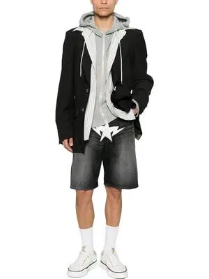 A BATHING APE Star-print Denim Shorts - Black