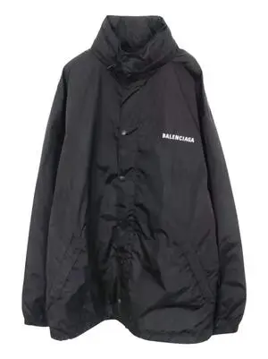Balenciaga 2000s Logo Print Hooded Jacket - Black