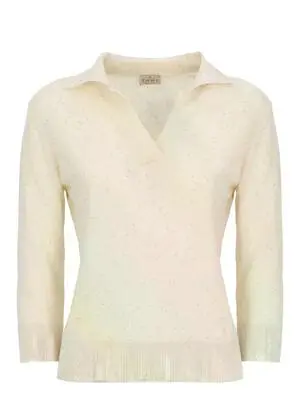 EMME Sequin Embellished Quarter-sleeved Polo Collar T-shirt - Yellow