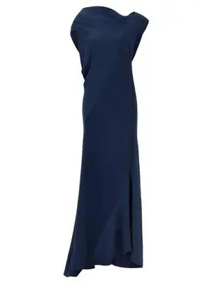 Alberta Ferretti Sleeveless Asymmetrical Draped Midi Dress - Blue