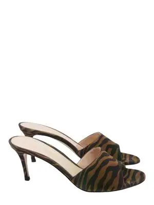 GIANVITO ROSSI Zebra-print Suede Mules - Brown