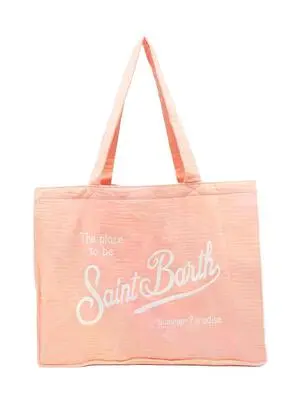MC2 SAINT BARTH Logo Embroidered Beach Bag - Orange