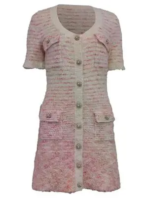 SELF-PORTRAIT Tweed Embellished Dress - Neutrals