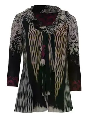 Etro Printed Blouse With Ruffled Neckline - Black