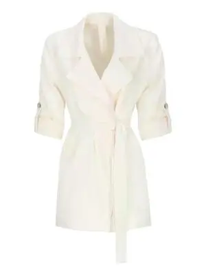 Marella Belted Notch-lapel Duster Coat - White