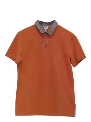 Giorgio Armani Checked-collar Polo Shirt - Orange