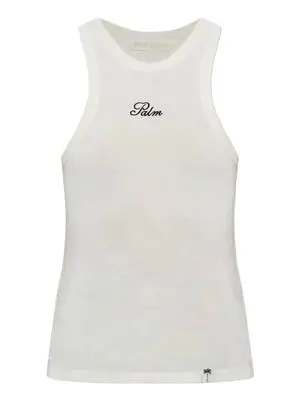 Palm Angels Embroidered Logo Racer Back Tank Top - Neutrals