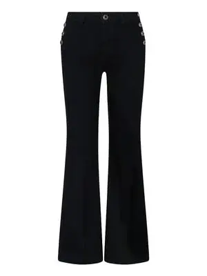 Liu Jo High Waist Flare Jeans With Jewel Buttons - Black