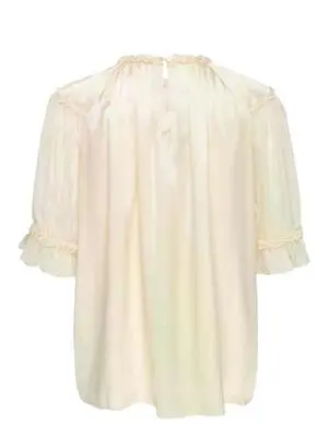 Ulla Johnson Alina Ruffled Silk Top - Neutrals