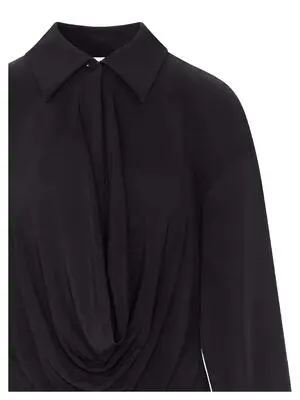 Andamane The Attico Lilia Draped Detail Pointed Collar Dress - Black