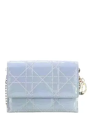 Dior Lady Nano Pouch Belt Bag Cannage Quilt Patent - Blue