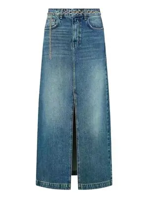 Liu Jo Maxi Denim Skirt With Chain Detail - Blue