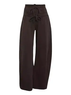 Adidas Drawstring Frayed Wide Leg Track Pants - Brown